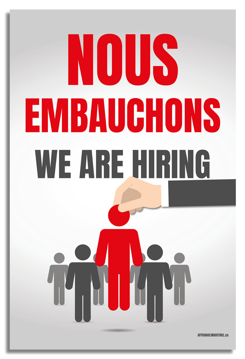 Nous embauchons | Modèle voyant – AFFICHAGEINDUSTRIEL.ca